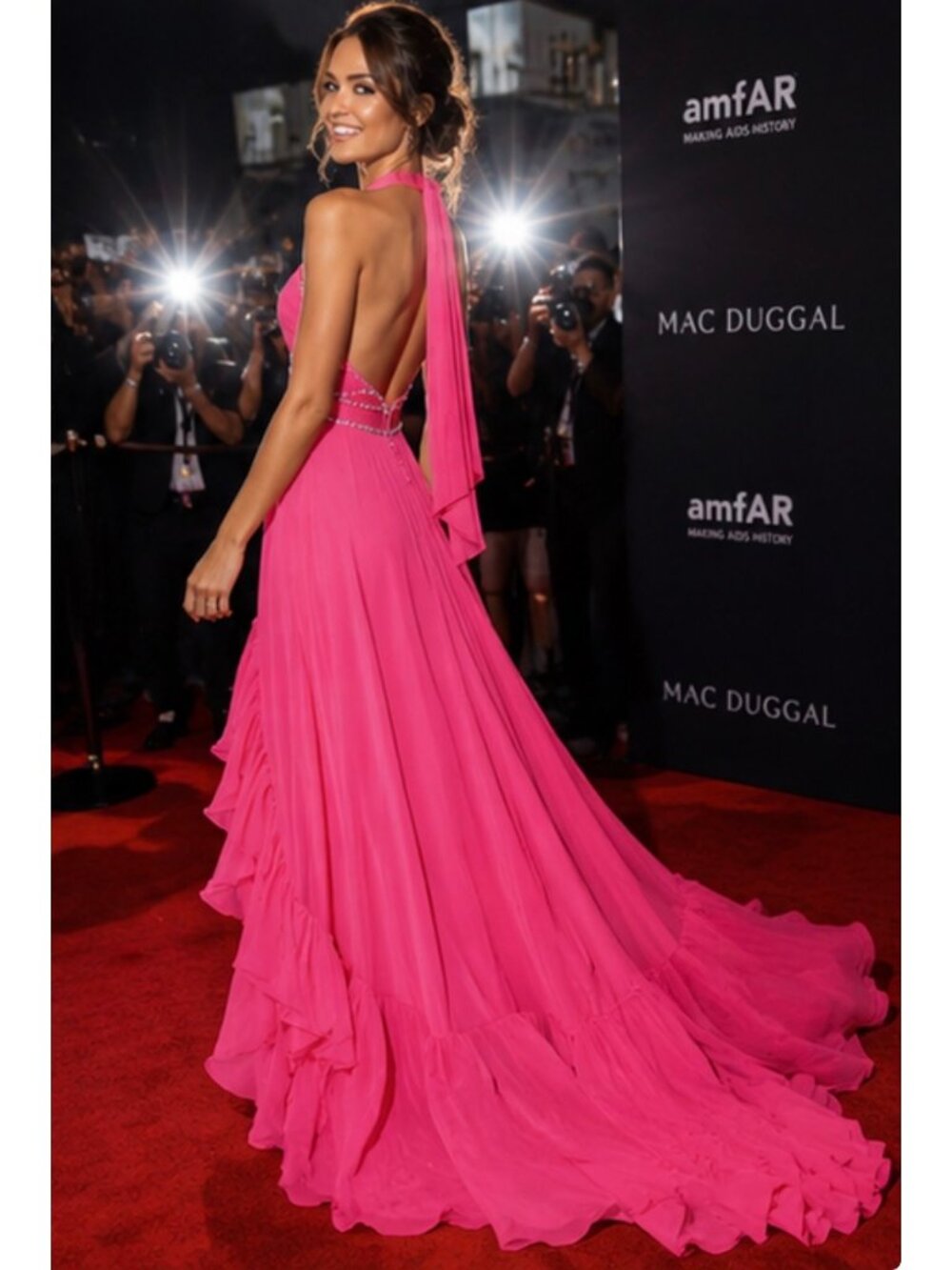 Mac Duggal | Dresses | Mac Duggal Rare Hot Pink Highlow Gown Halter ...